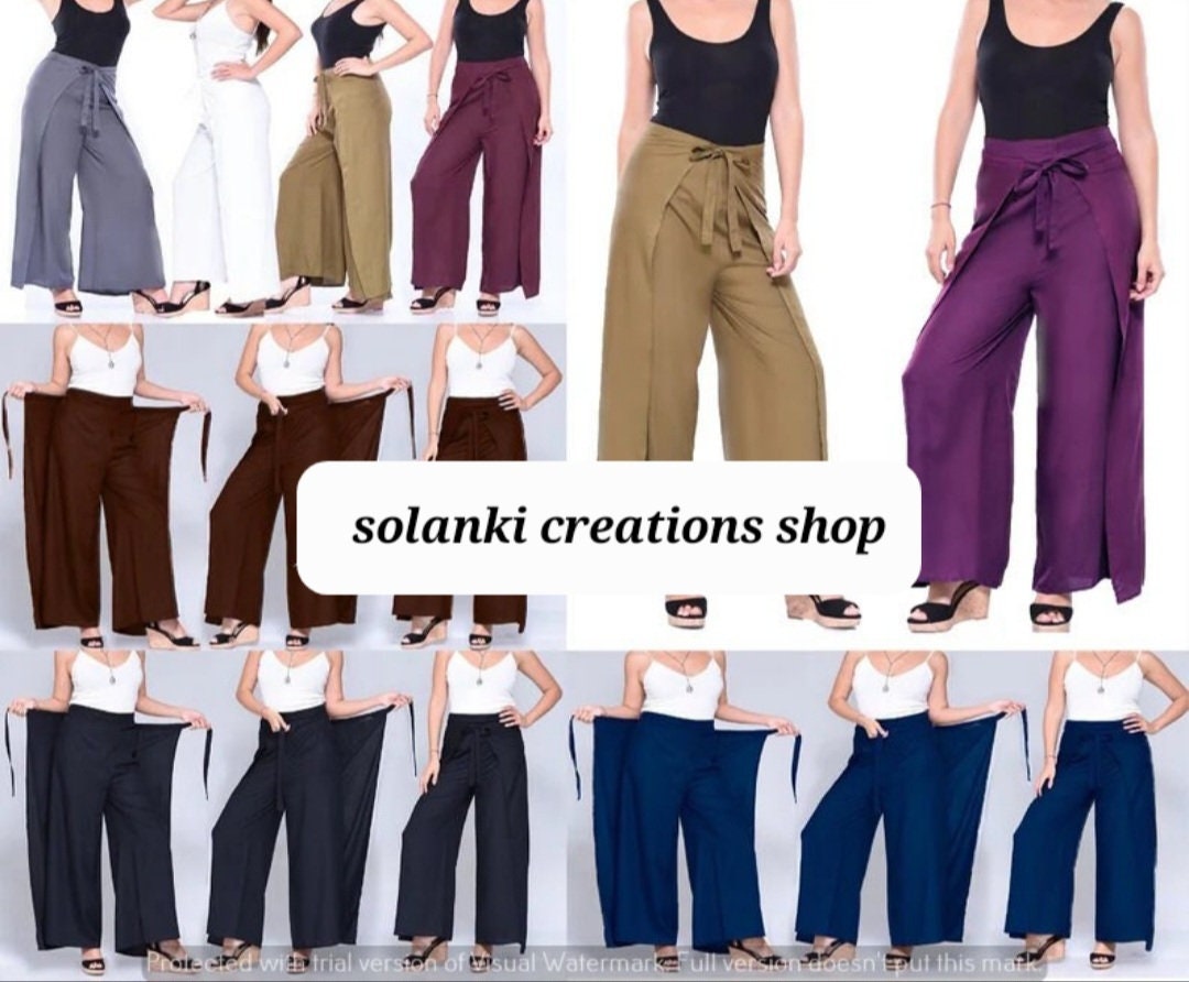Wide Leg Wrap Pant Open Leg Rayon Pant Womens Wrap - Etsy