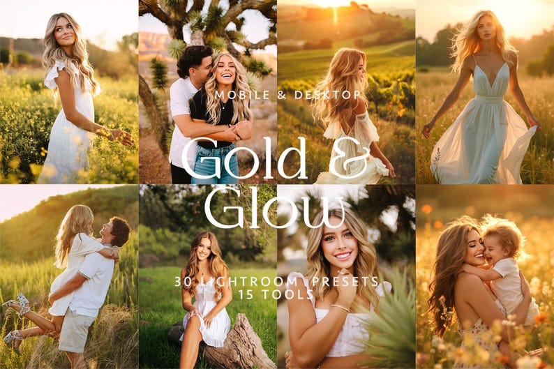 30 GOLD & GLOW Lightroom Presets: Premium Golden Hour and Warm Tone ...