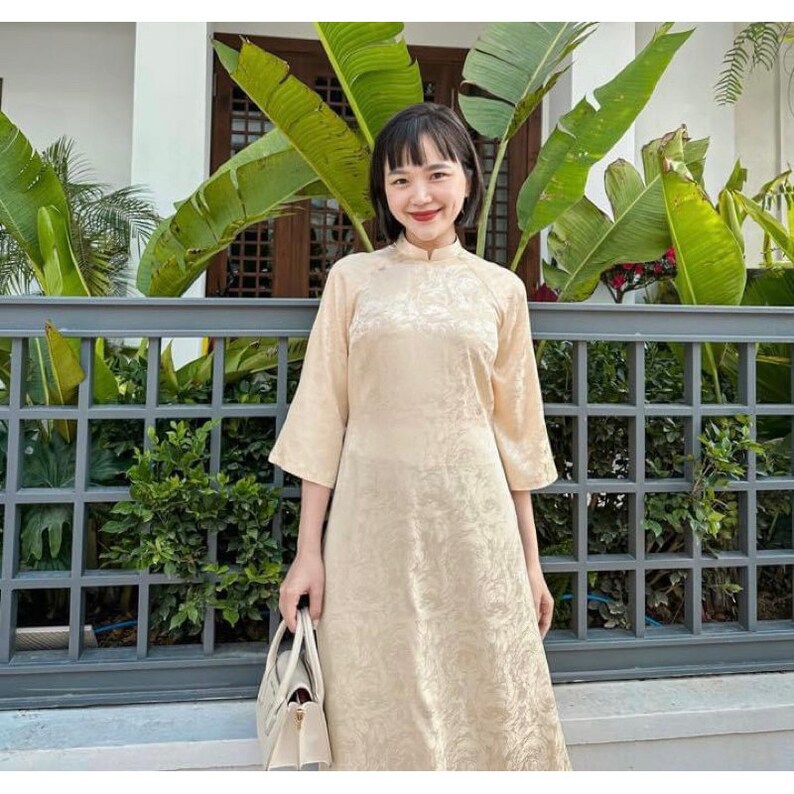 Pre-make Vietnamese Traditional Ao Dai, Ao Dai Brocade Old Shape ...