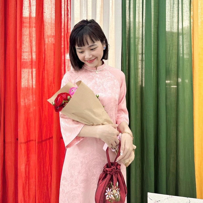 Pre-make Vietnamese Traditional Ao Dai, Ao Dai Brocade Old Shape ...