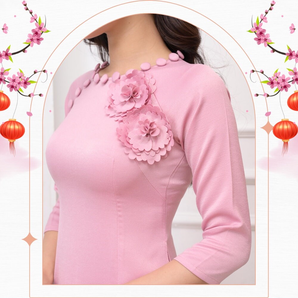 Pre-make Vietnamese Traditional Ao Dai, Pink Red Ao Dai With Pant for ...
