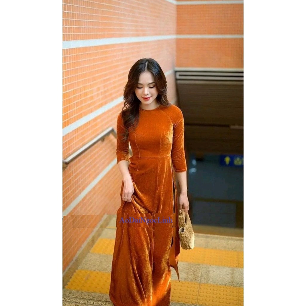 Pre-make Vietnamese Traditional Ao Dai, Traditional Smooth Velvet Long ...