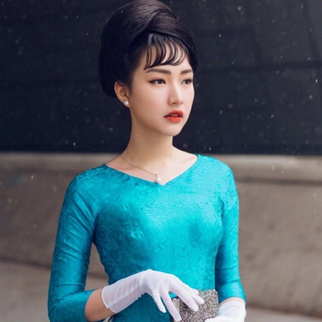 Pre-make Vietnamese Traditional Ao Dai, Floral Brocade Dress, Stylized ...