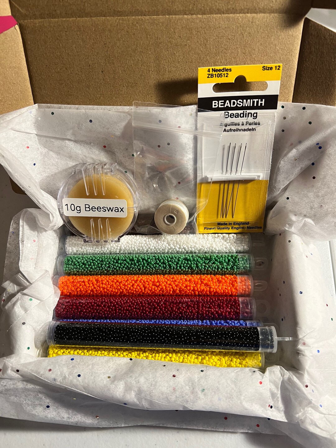 Seed Bead Starter Beading Kit / Size 11-0 Seed Beads / 4 Needles / S ...