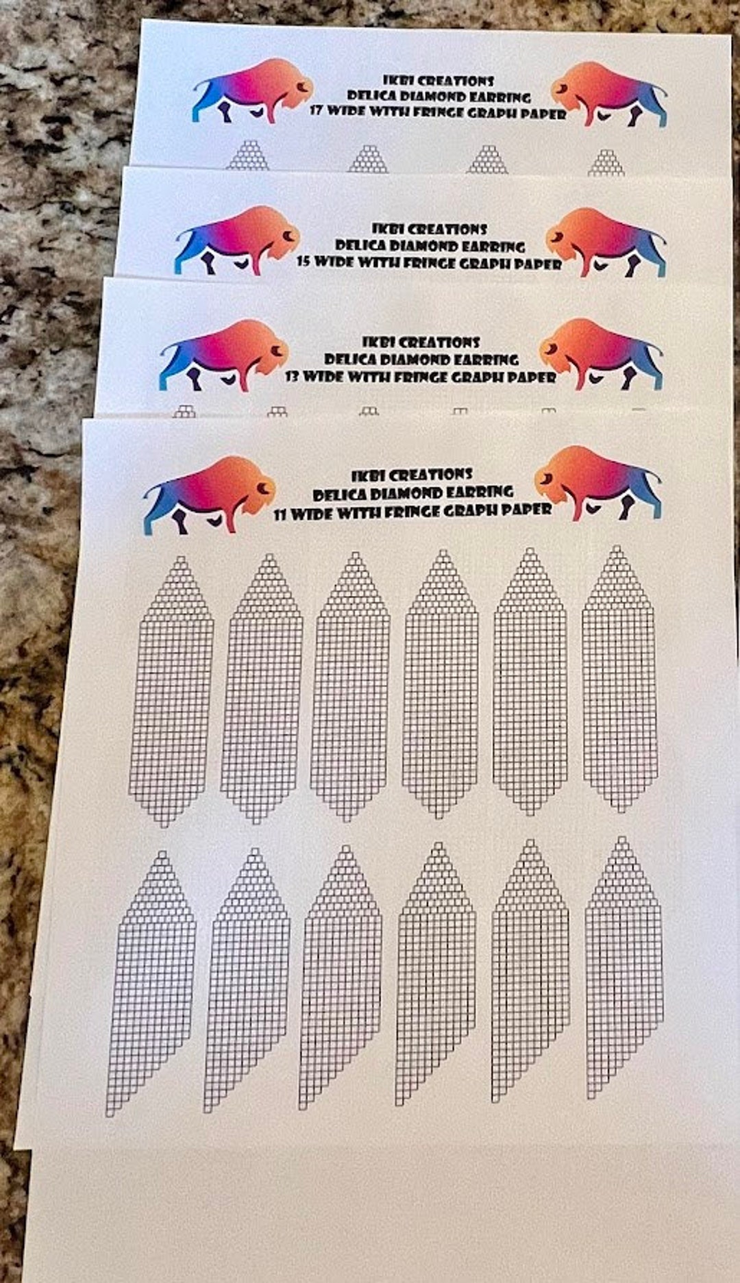 Brick Stitch Earring Graph Paper With Fringe / Seed Bead / Delica Bead ...