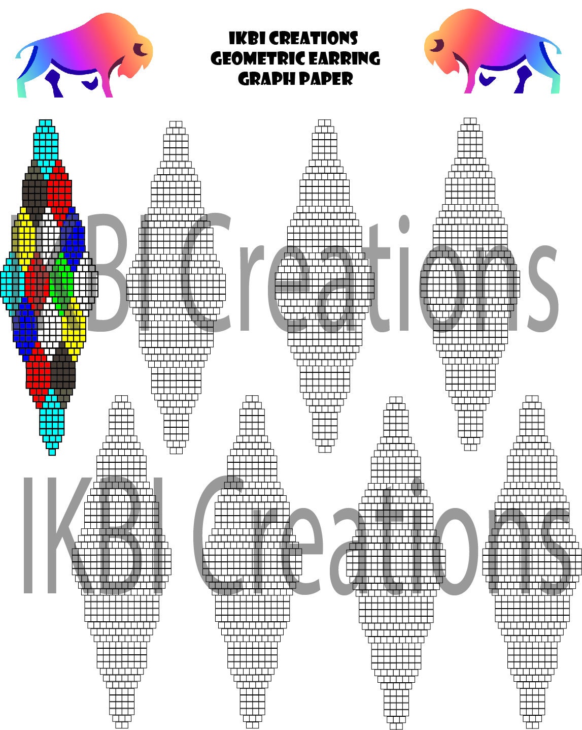 Geometric Earring Template / Graph Paper for Altered Brick - Etsy