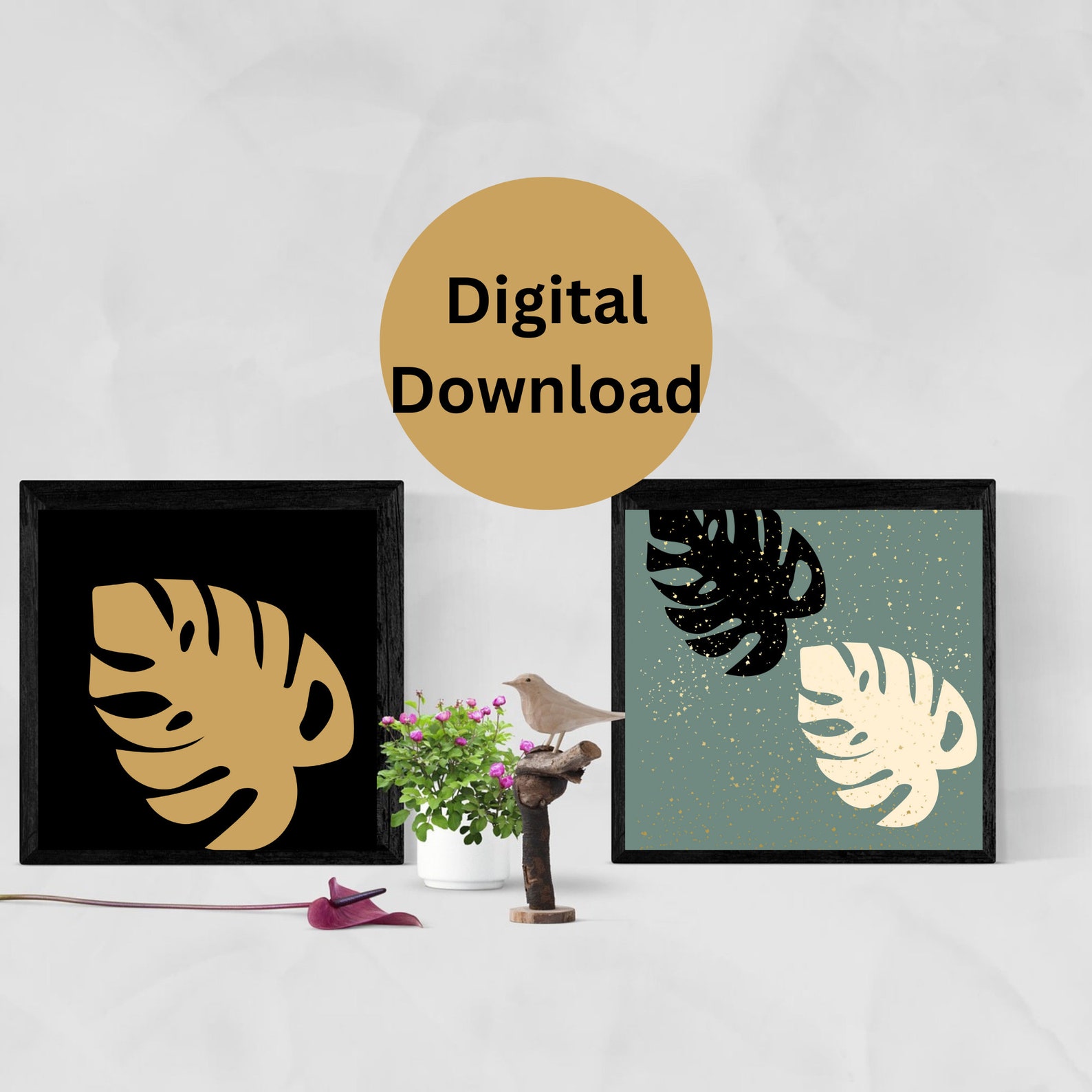 Boho Style Modern Wall Art botanical Theme Digital Wall Art - Etsy