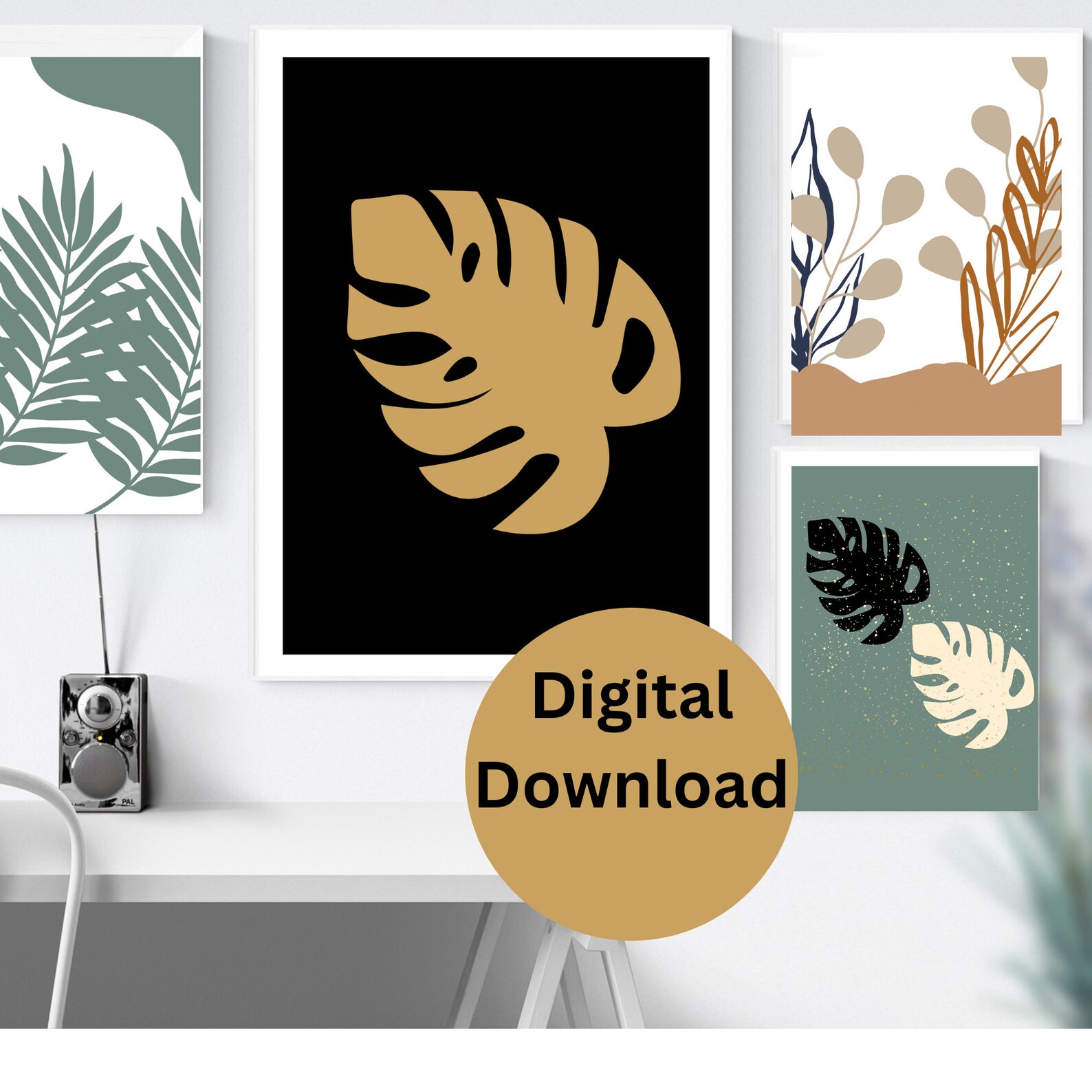 Boho Style Modern Wall Art botanical Theme Digital Wall Art - Etsy