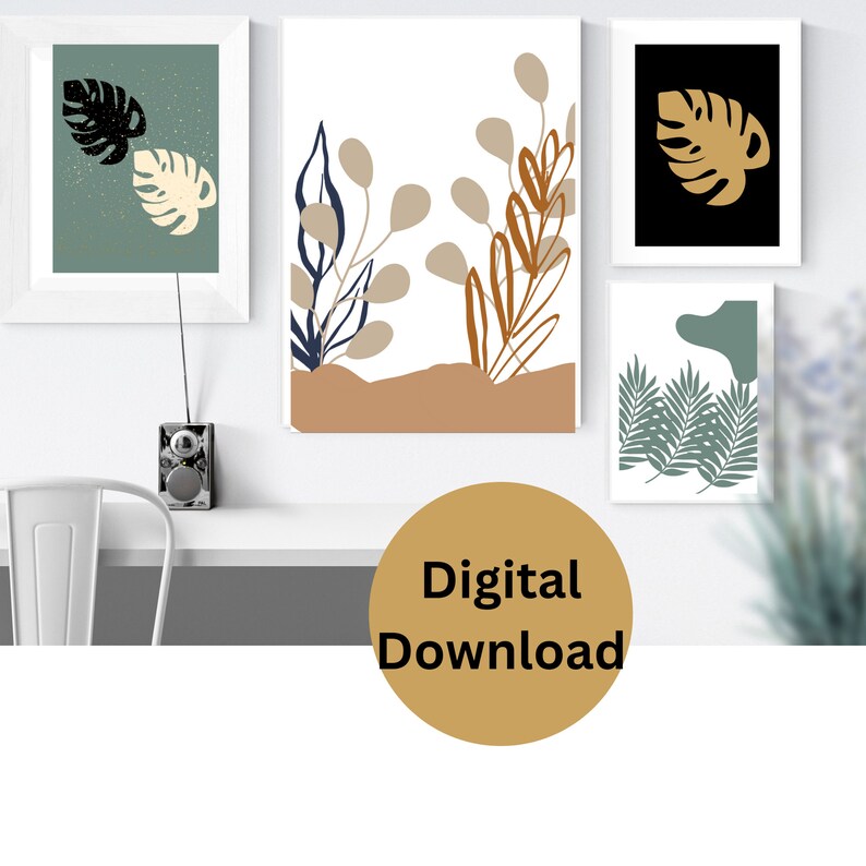 Boho Style Modern Wall Art botanical Theme Digital Wall Art - Etsy