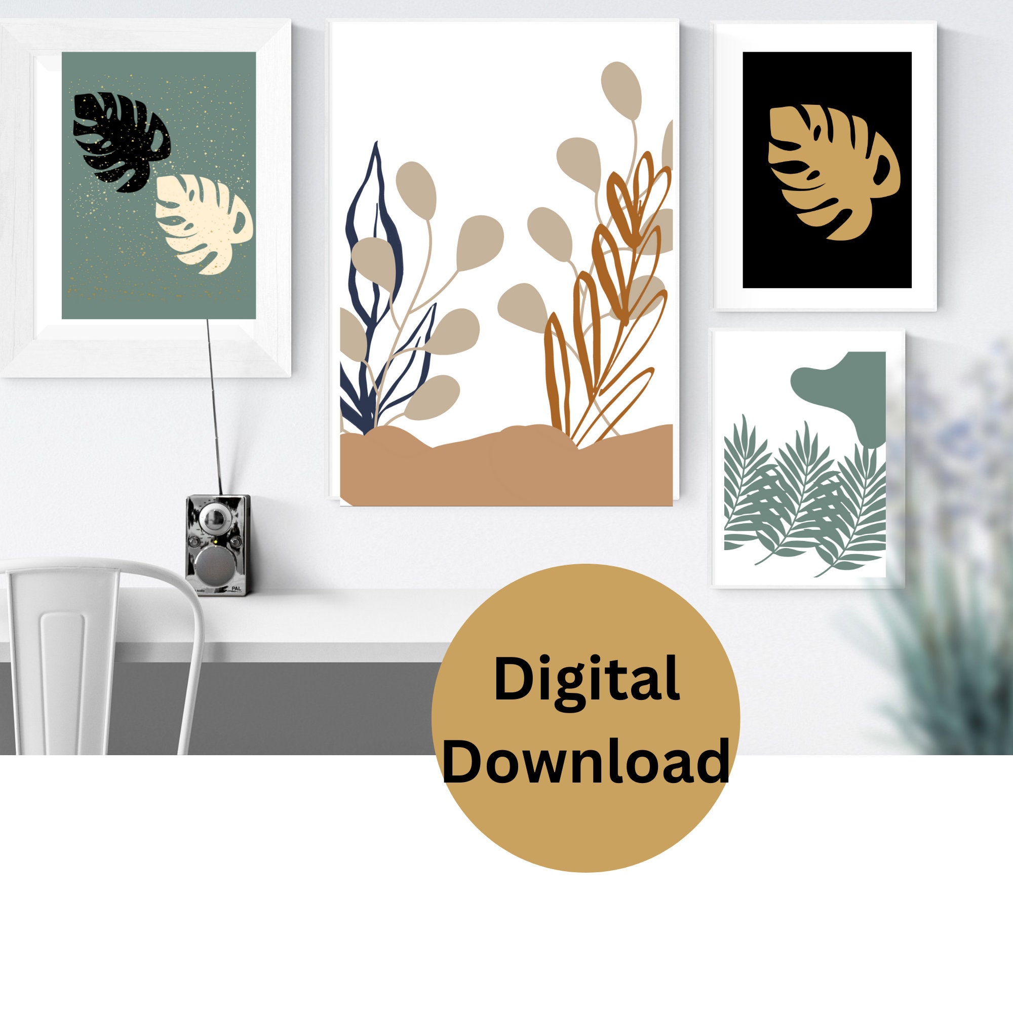 Boho Style Modern Wall Art botanical Theme Digital Wall Art - Etsy