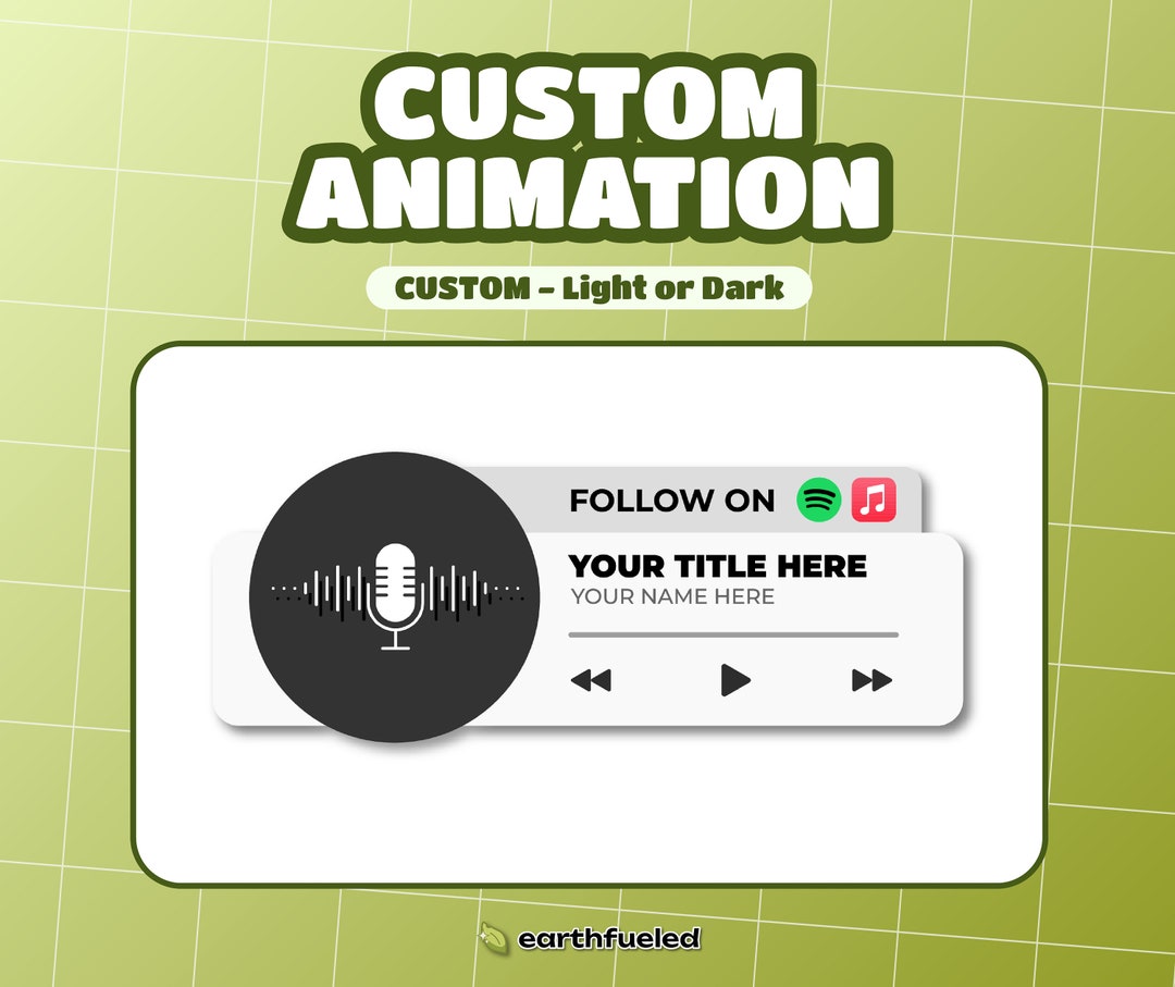 Custom Animated Podcast/audio Button | Video Overlay in Dark or Light ...