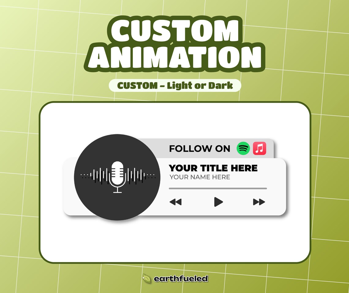 Custom Animated Podcast/audio Button Video Overlay in Dark or Light ...