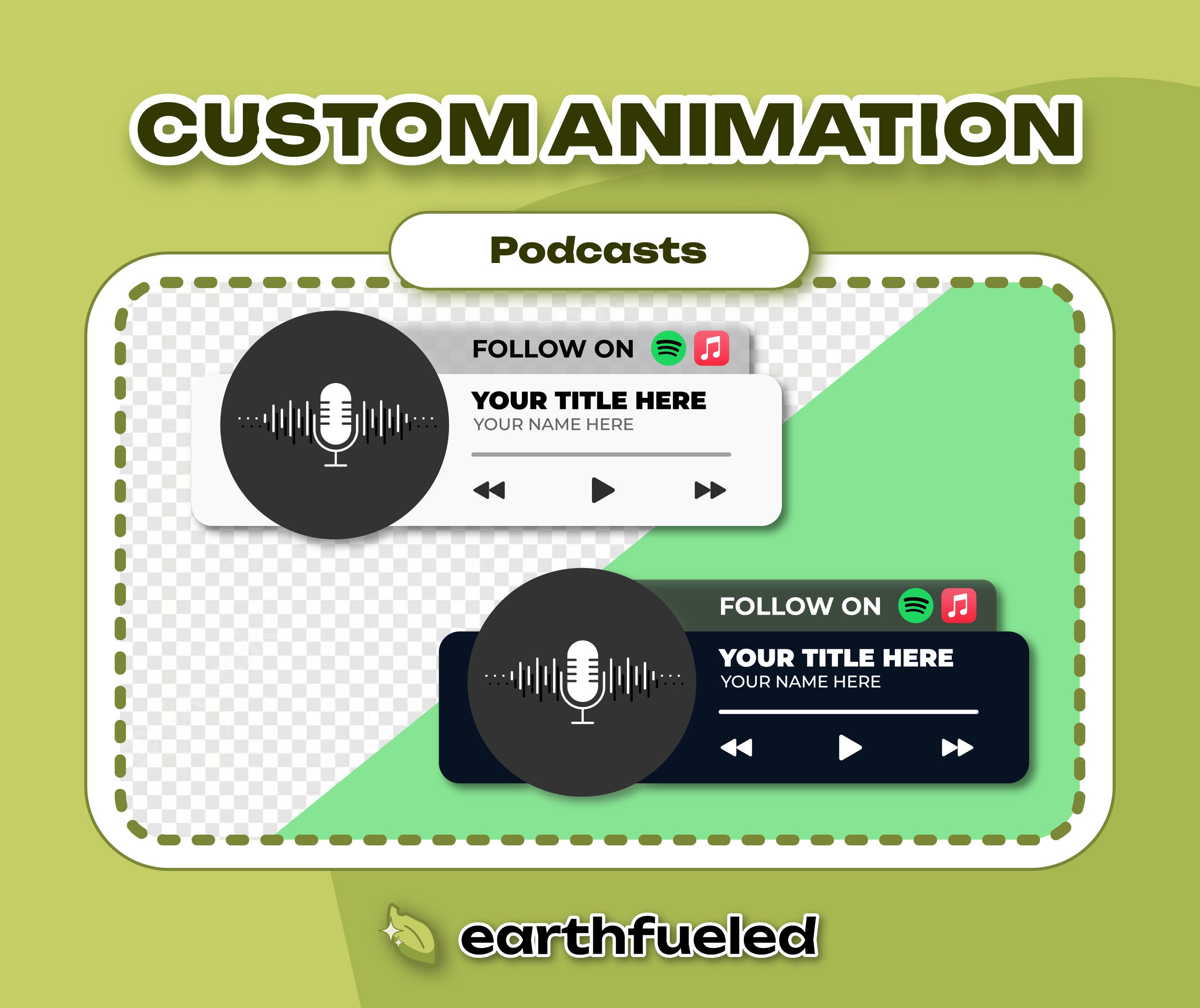 Custom Animated Podcast/audio Button | Video Overlay in Dark or Light ...