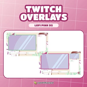 Cute Animated Lofi Pink DS Twitch/kick Stream Overlays and Scenes ...
