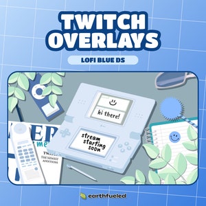 Cute Animated Lofi Blue DS Twitch/kick Stream Overlays and Scenes ...