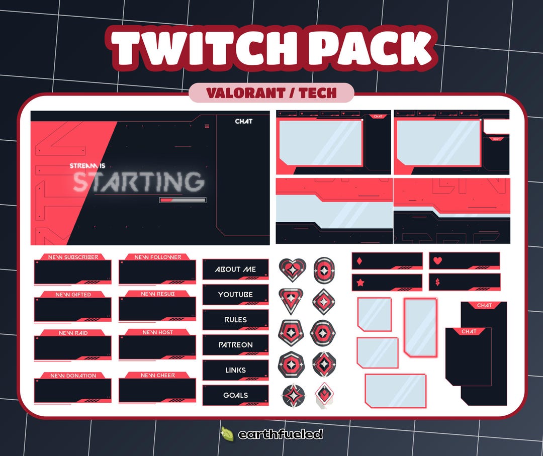 Valorant FULL STREAM PACKAGE (customizable) | Cute Minimal Tech Theme ...
