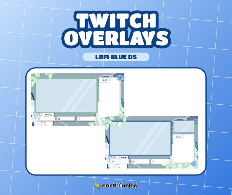 Cute Animated Lofi Blue DS Twitch/kick Stream Overlays and Scenes ...