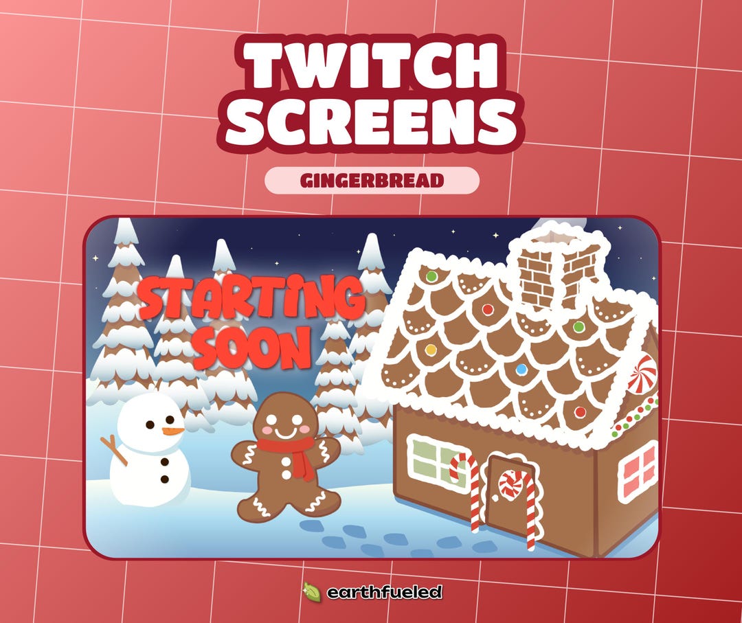 ANIMATED Gingerbread Twitch Stream Screens and Overlays | Christmas ...