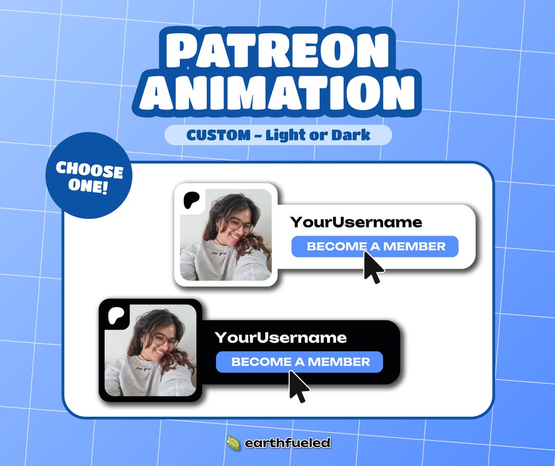 Custom Animated Patreon Join Button | Video Overlay in Dark or Light ...