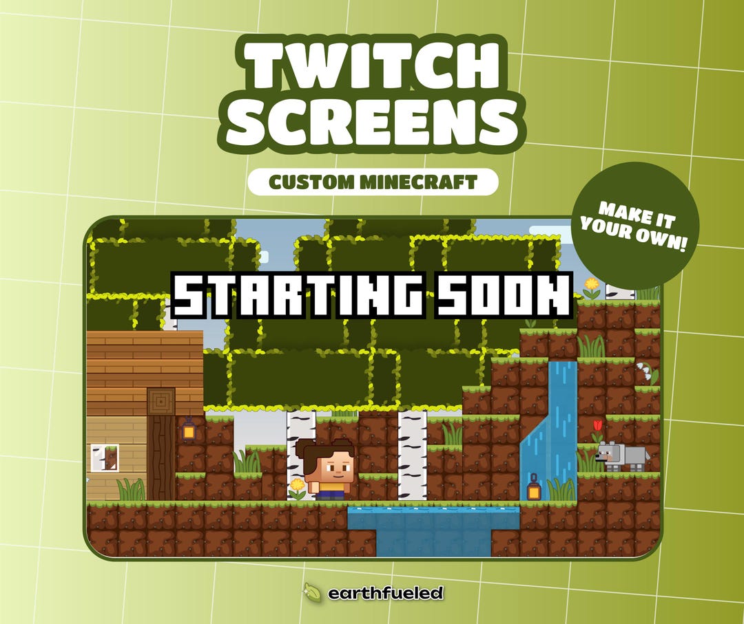 CUSTOM Animated Minecraft Twitch/kick Stream Scenes | Stream Starting ...