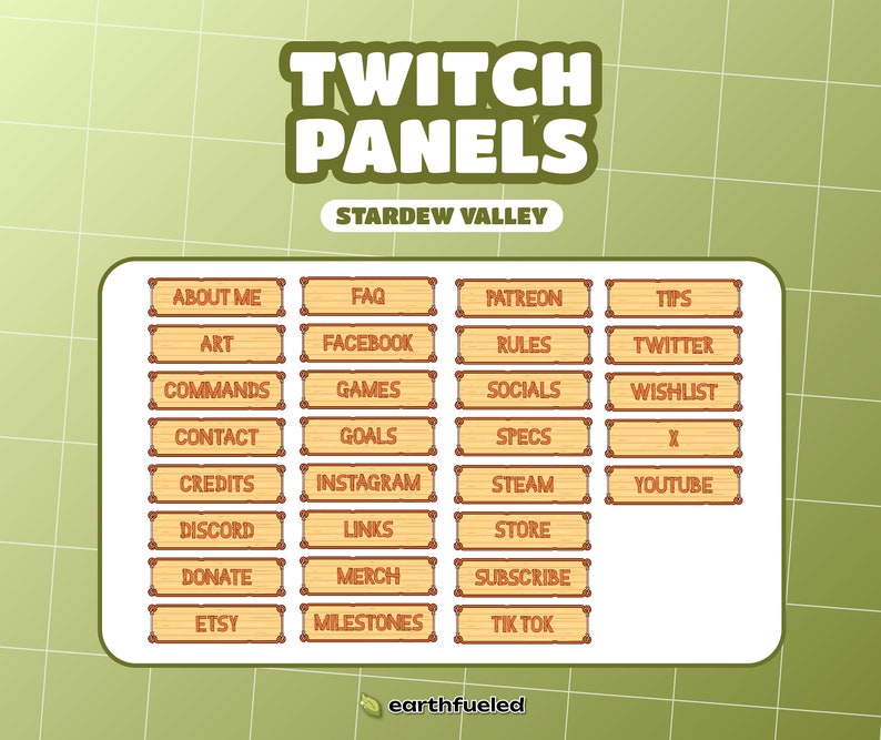29 Stardew Valley Twitch Panels for Twitch | Cozy Wooden Boho Info ...