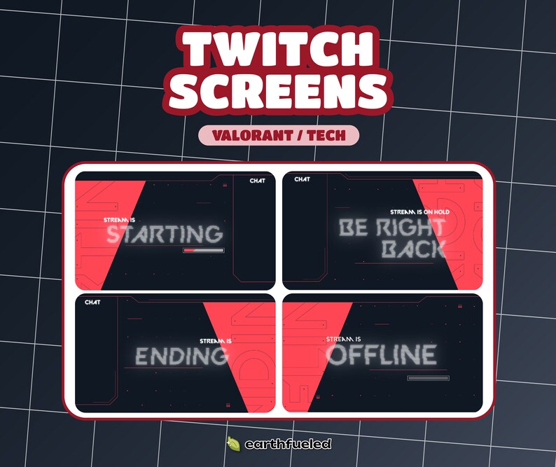 Animated Valorant Minimal Tech Twitch/kick Stream Overlays and Scenes ...