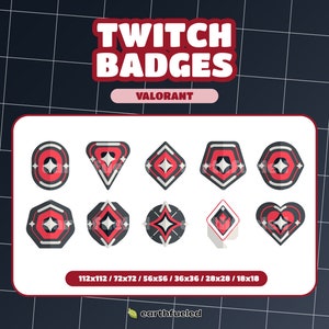 10 Valorant Ranked Bit/sub Badges for Streamers | Twitch, Youtube, Discord, Stream Badges ...