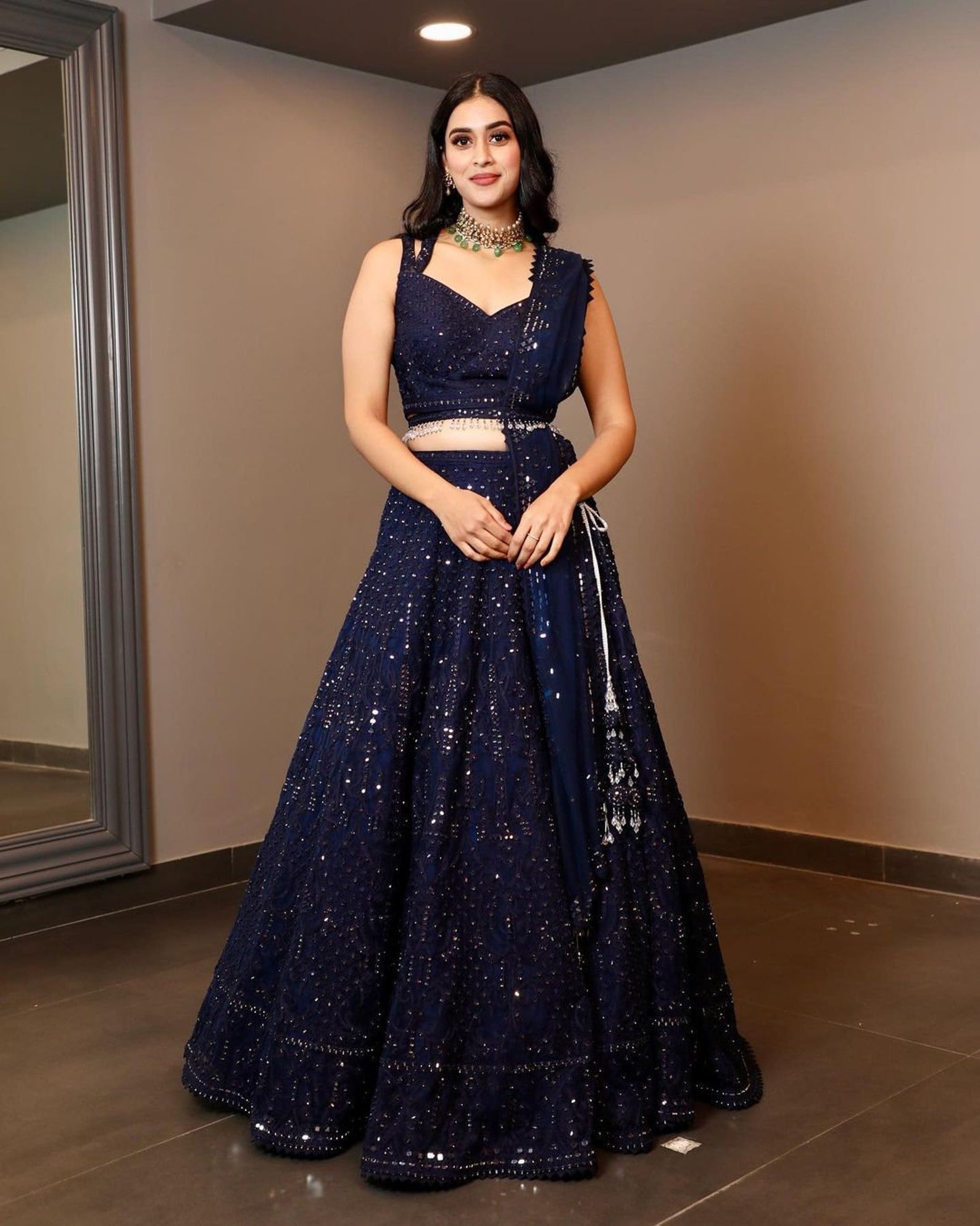 Navy Blue Designer Lehenga for Women Party Wear Bollywood Lengha Sari ...
