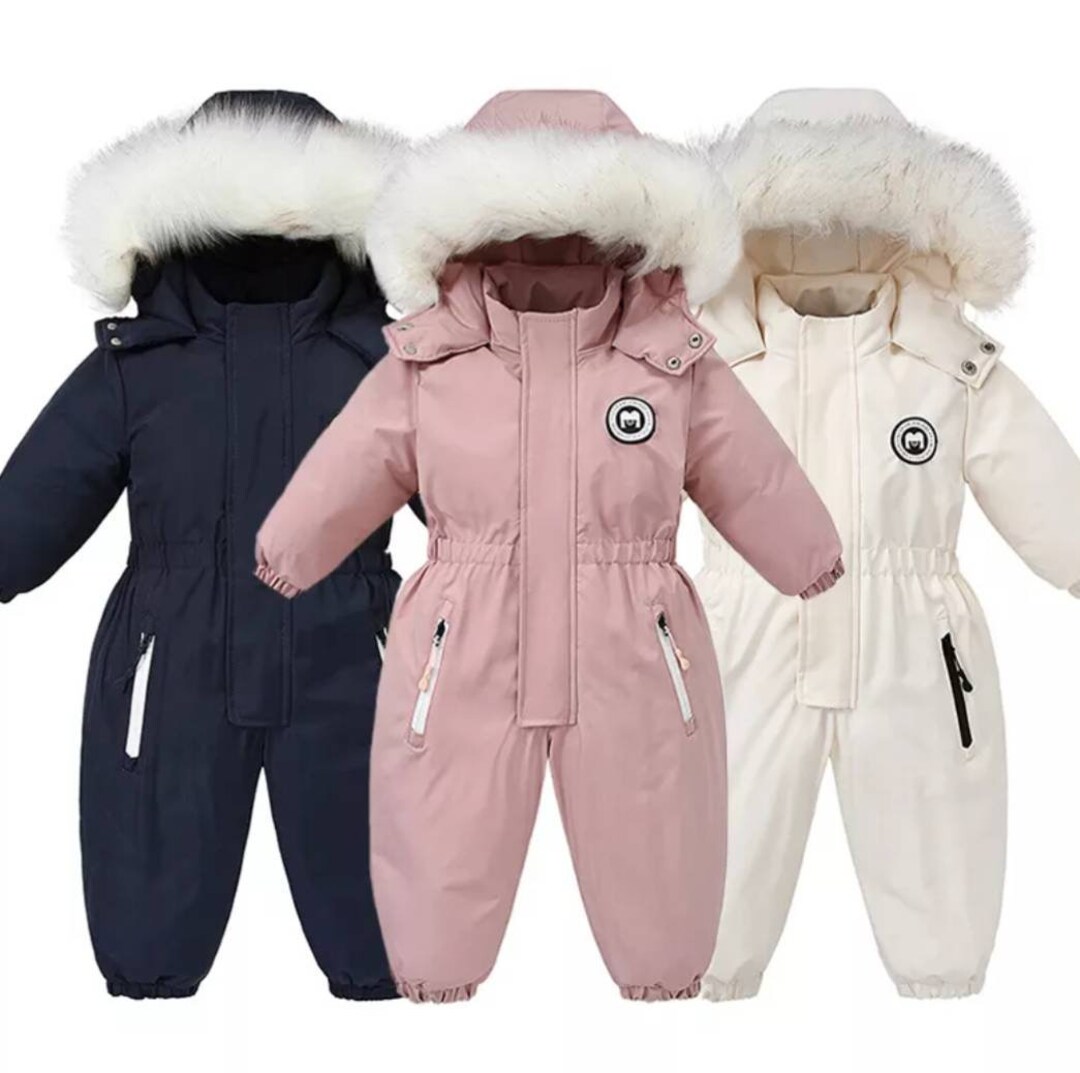 Newborn Snowsuit, Baby Ski Suit, Winter Fur Hood Romper, Baby ...