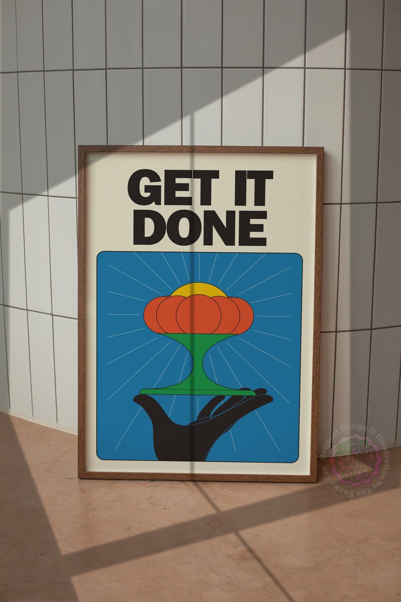 Get It Done Wall Print, Digital Download Print, Colorful Poster, Retro ...