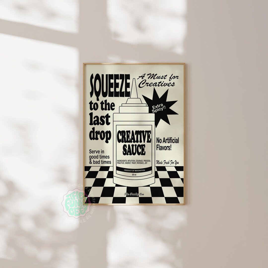 Creative Juice Art Print Retro Wall Art Beige and Black Prints Trendy ...