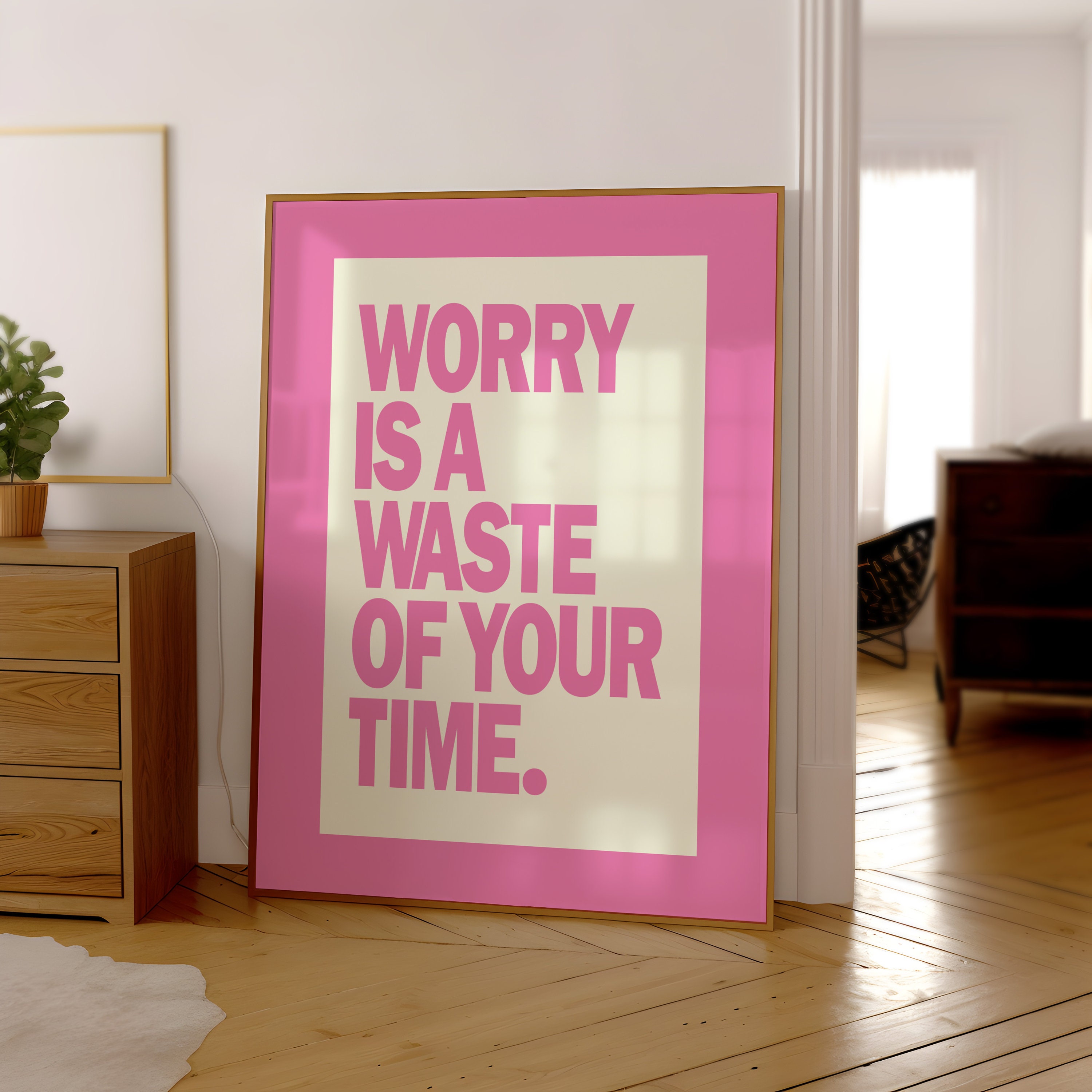 Retro Pink Wall Art, Retro Wall Decor, Pink Typography, Trendy Retro ...