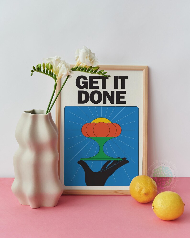 Retro Get It Done Art Print Trendy Wall Art Colorful Posters Modern ...