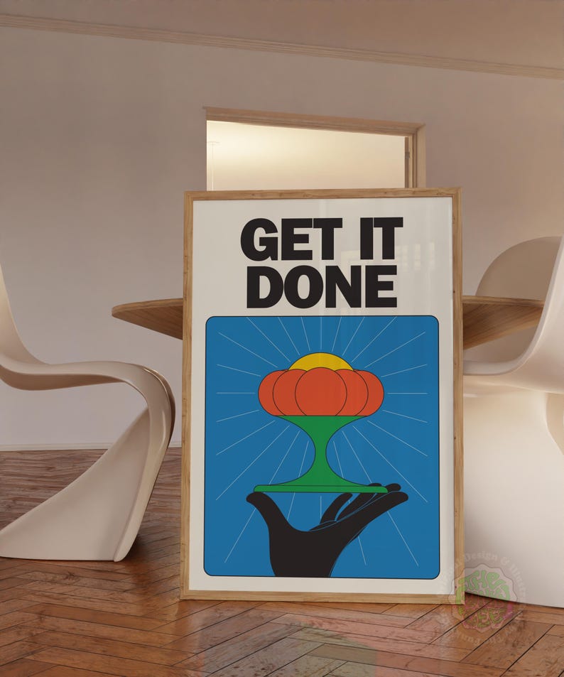 Get It Done Wall Print, Digital Download Print, Colorful Poster, Retro ...