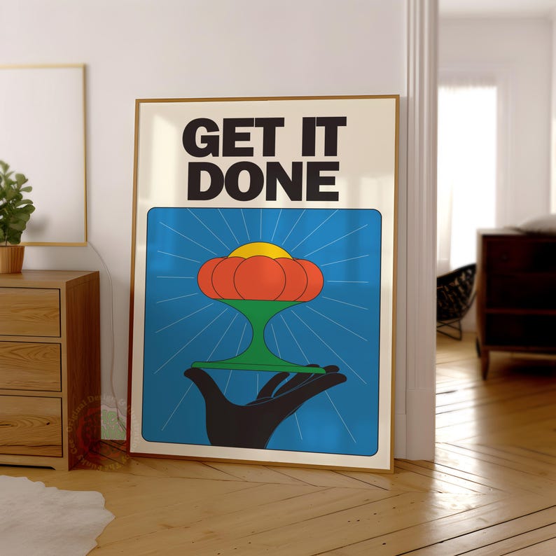 Get It Done Wall Print, Digital Download Print, Colorful Poster, Retro ...