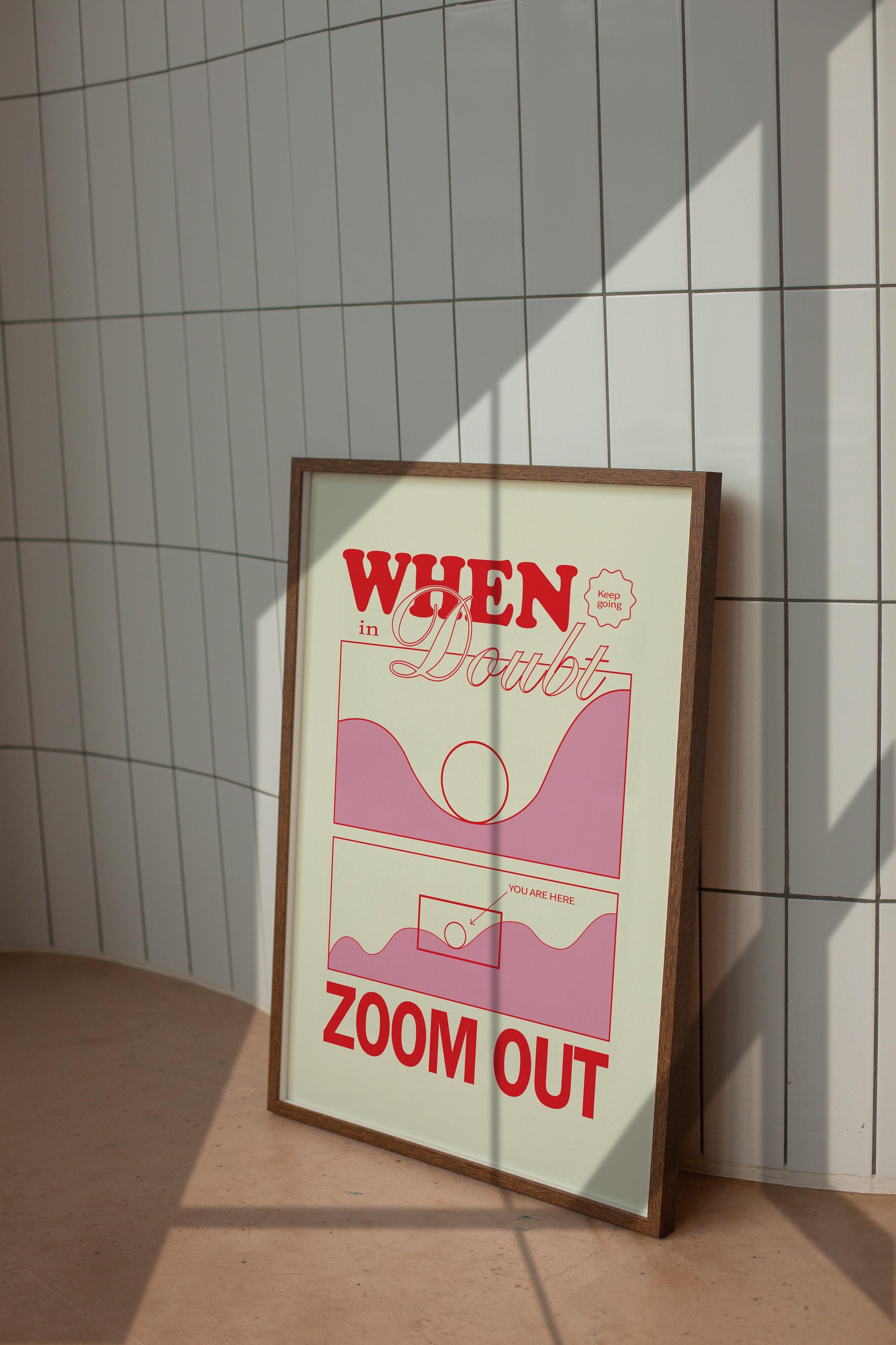 When in Doubt Zoom Out, Retro Pink Wall Art, Trendy Wall Art, Retro ...