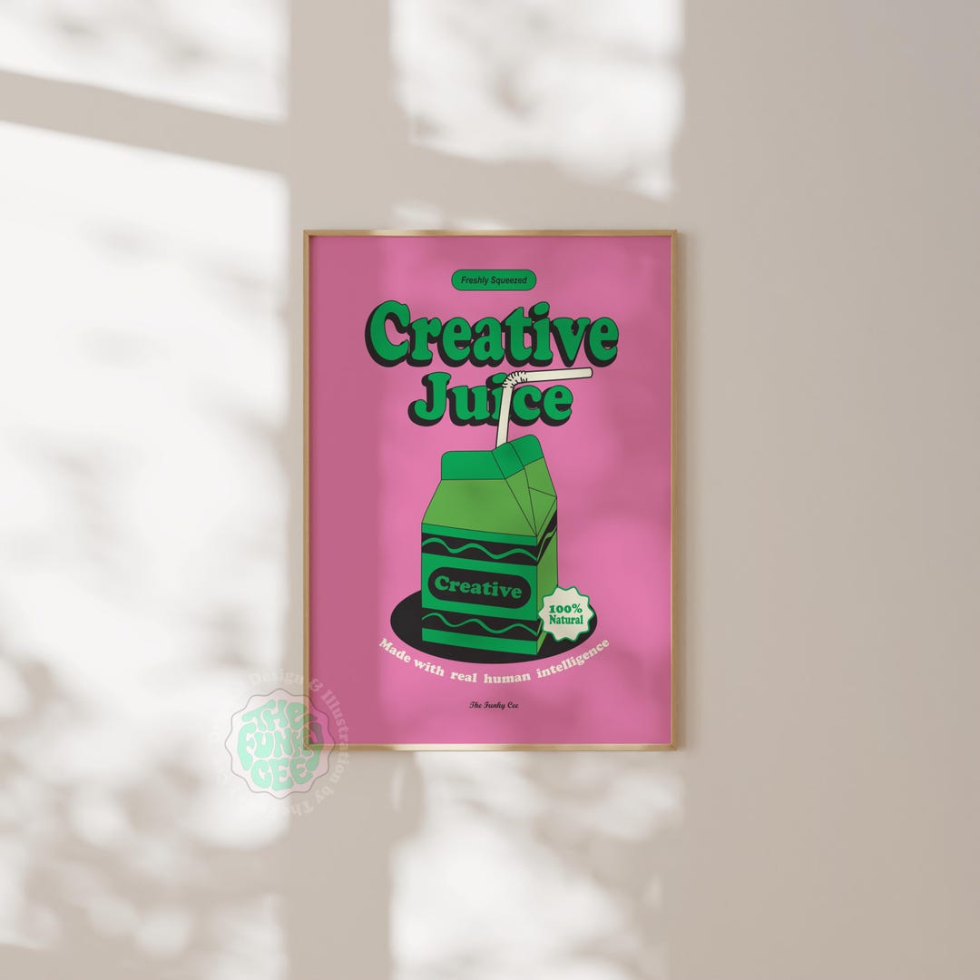 Creative Juice Art Retro Print Trendy Wall Print Classroom Art Pink ...