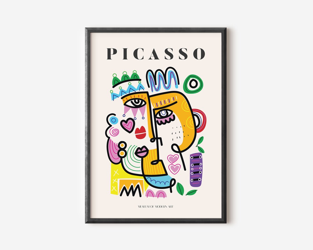 Picasso Exhibition Wall Art Print Neutral Beige Abstract Vintage Minimalist T Idea Famous