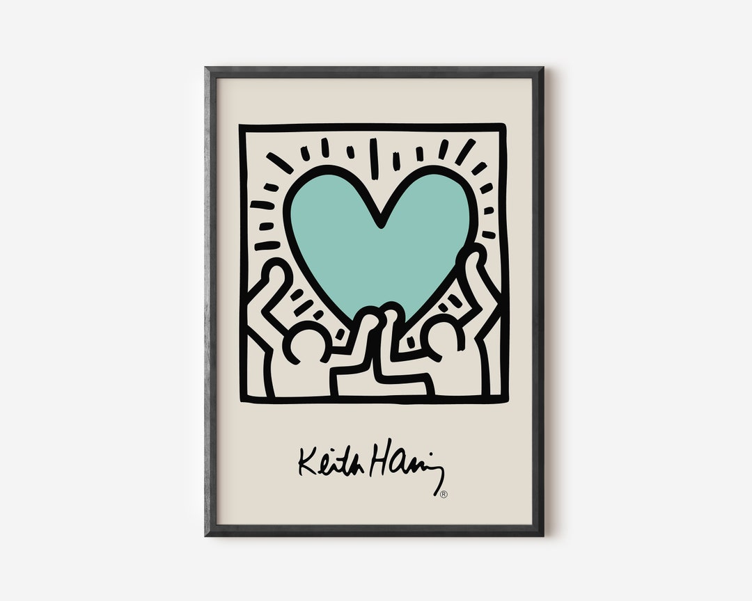 Keith Haring Love Heart Wall Art Print Colourful Modern Art - Etsy