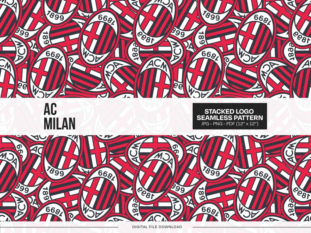 AC Milan Stacked Logo Pattern Digital Prints Wrapping Paper Pack ...