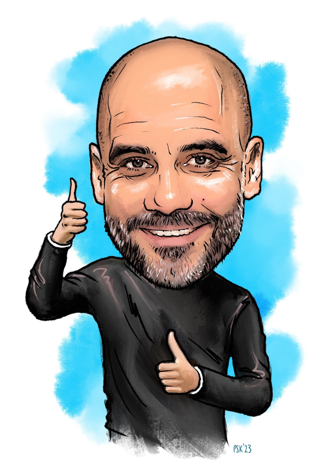 Pep Guardiola - Fun Wall Art Digital Painting of the Manchester City ...