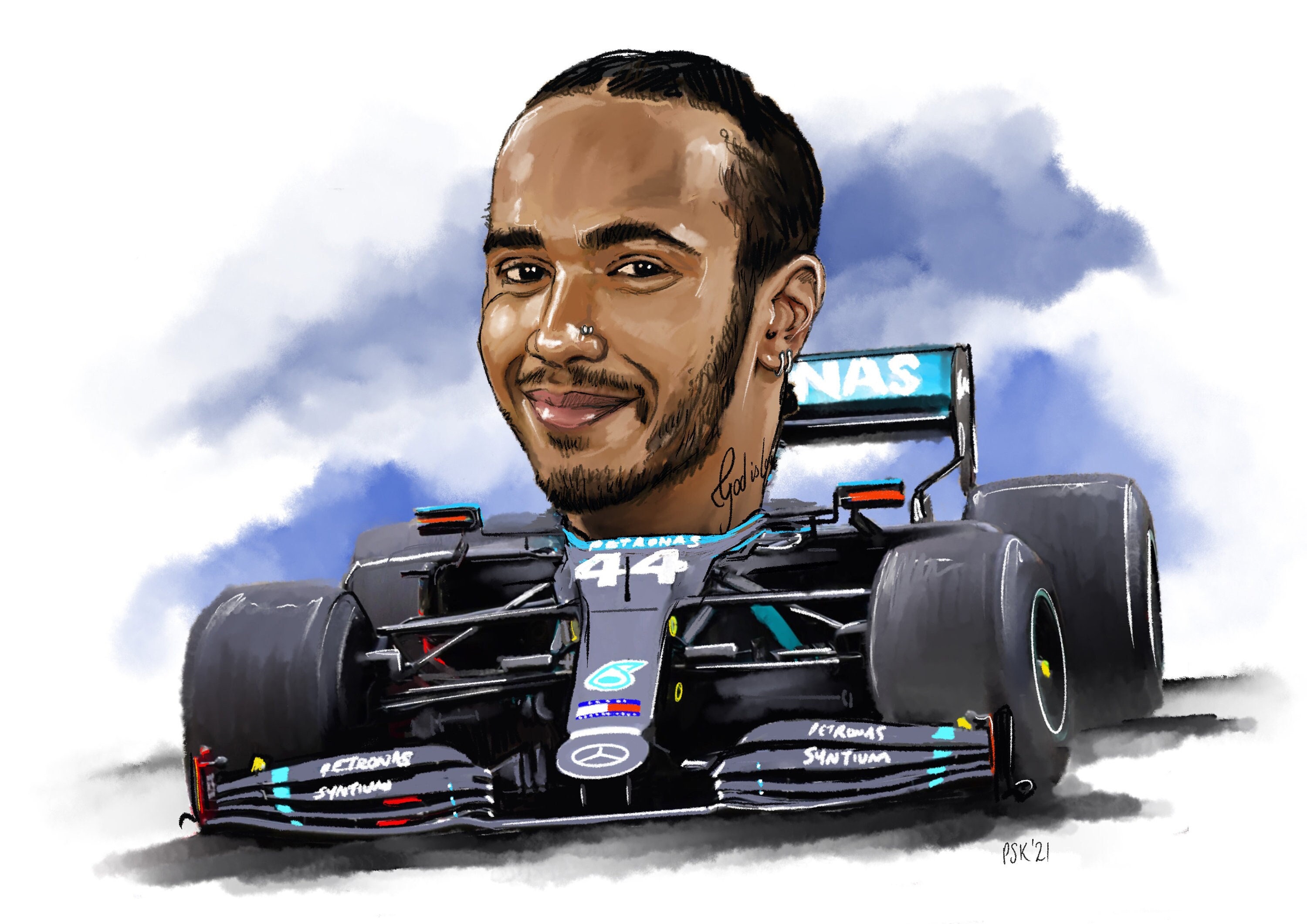 Lewis Hamilton - Fun Art Caricature of the F1 Legend - Etsy
