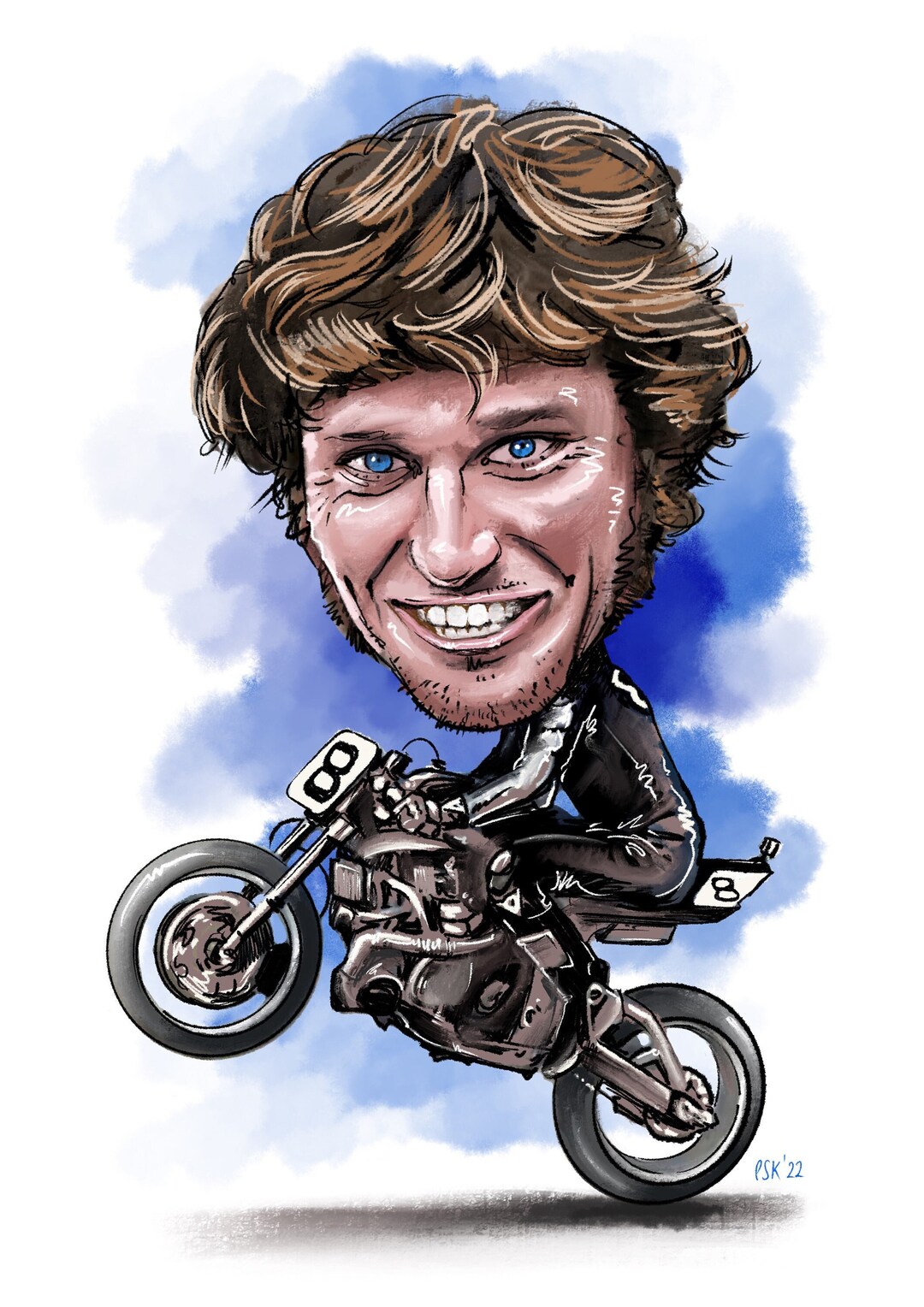 Guy Martin Wall Art - Fun Caricature Digital Print of the Motorcycle ...