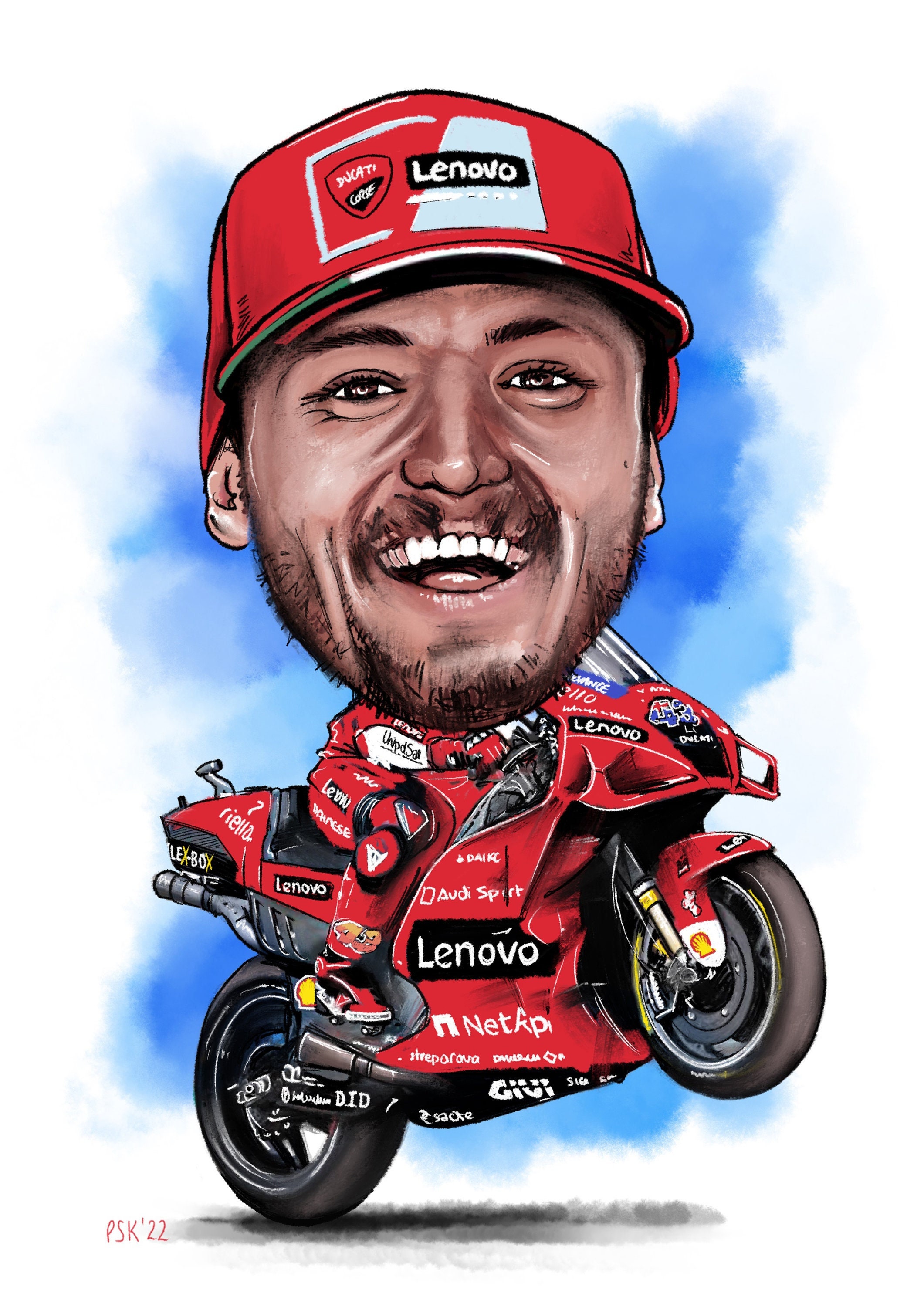 Jack Miller Fun Art Caricature of the Factory Ducati Motogp Star - Etsy