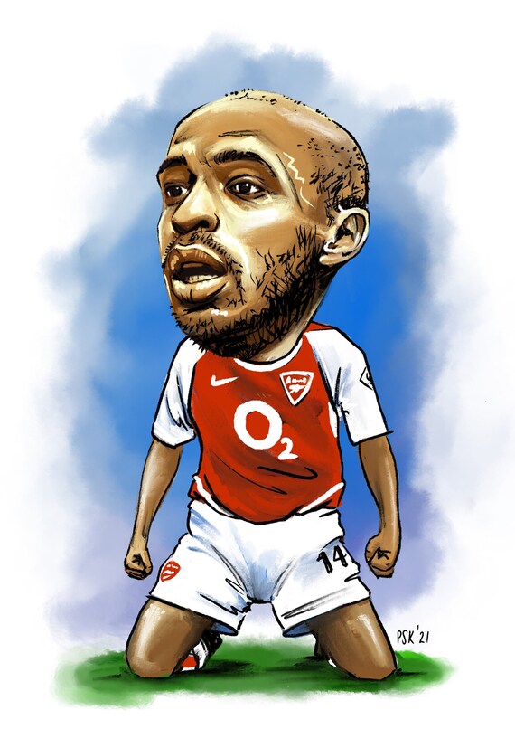 Thierry Henry Fun Art Caricature of the Arsenal Legend - Etsy