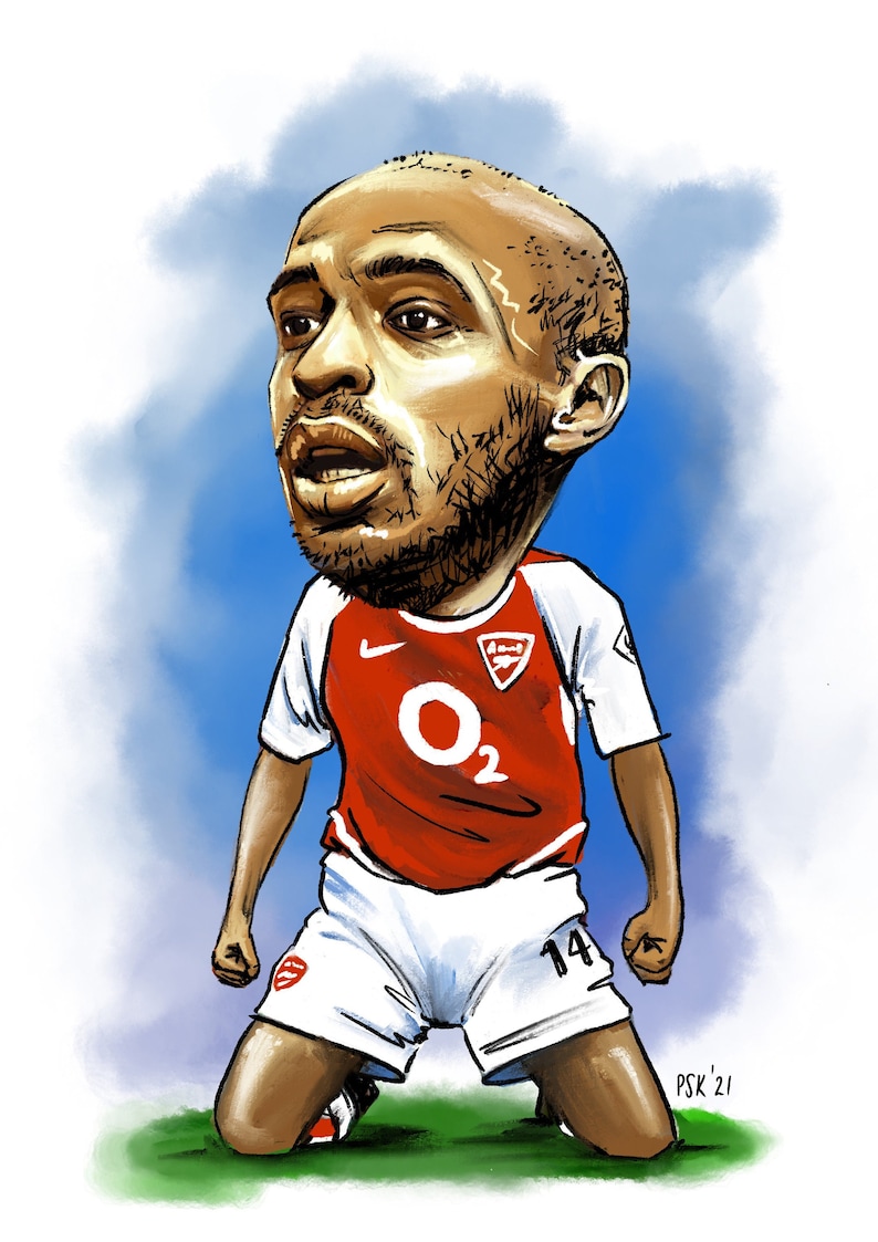 Thierry Henry - Fun Art Caricature of the Arsenal Legend - Etsy