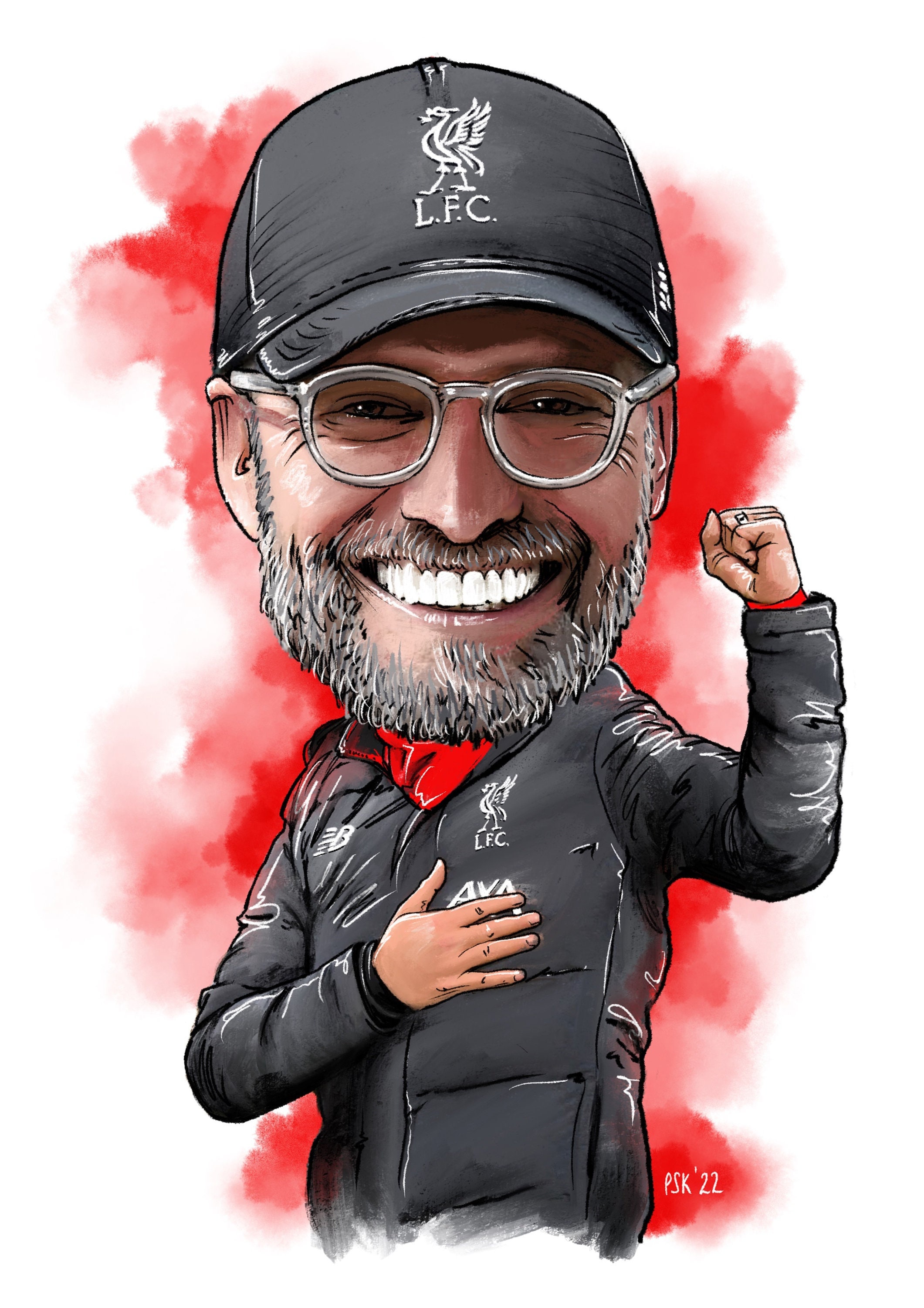 Jurgen Klopp Fun Art Caricature of the Awesome Liverpool FC Manager ...