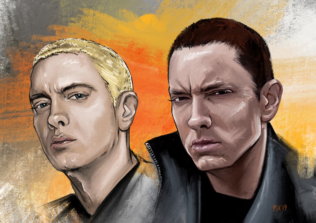 Eminem Wall Art - Fun Caricature Digital Painting of the Rap and Hip ...