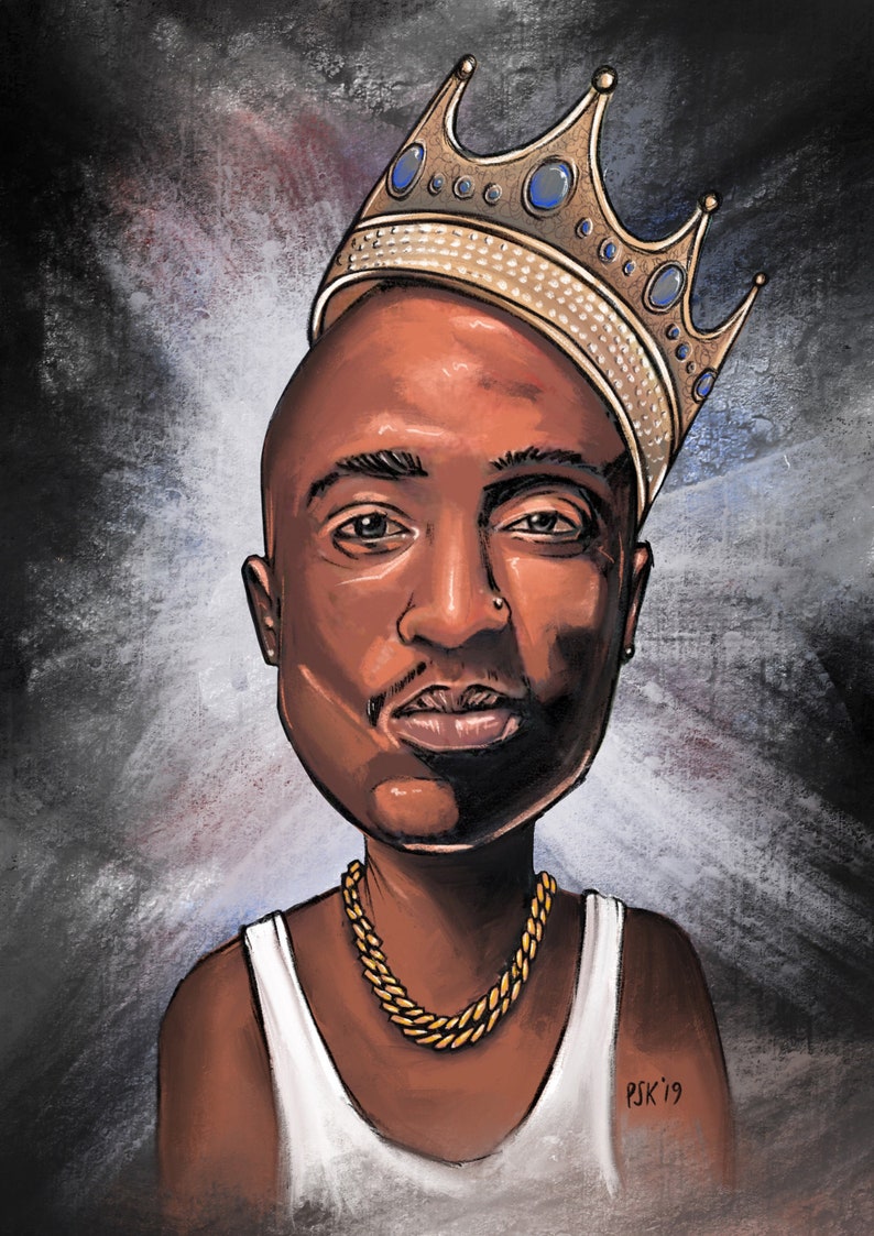Tupac Shakur - Fun Art Caricature of the Influential Rapper - Etsy