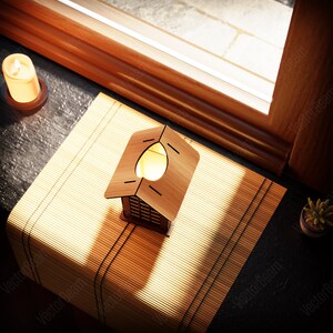 Japanese Tea Light Candle Box Laser Cut Candle Holder Lamp Wood Tea ...